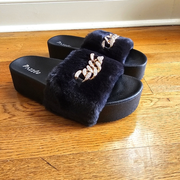 Pazzle | Shoes | Pazzle Morgan6 Faux Fur Platform Sandal Black | Poshmark